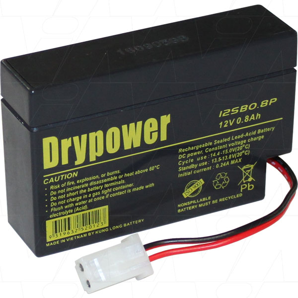 Drypower 12SB0.8P 12V 0.8Ah Sealed Lead Acid Battery