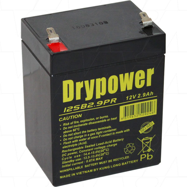 Drypower 12SB2.9PR 12V 2.9Ah Sealed Lead Acid Battery