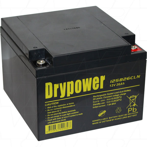 Drypower 12SB26CLN 12V 26Ah Sealed Lead Acid Battery