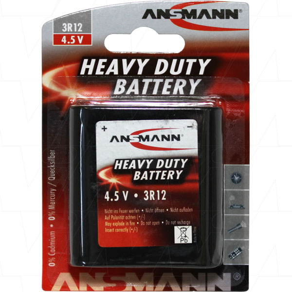 Ansmann 3R12 4.5V Heavy Duty Battery. Replaces 3R12, 3R12A, 3LR12 ...