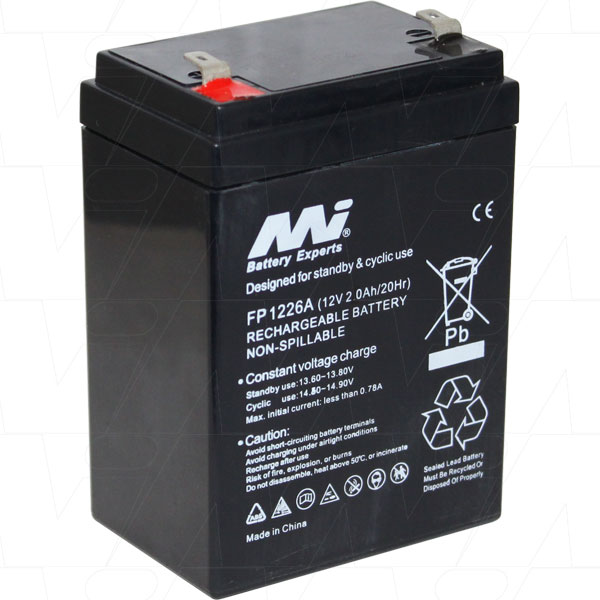 Master Instruments FP1226A 12V 2.6Ah Sealed Lead Acid Battery. Replaces ...