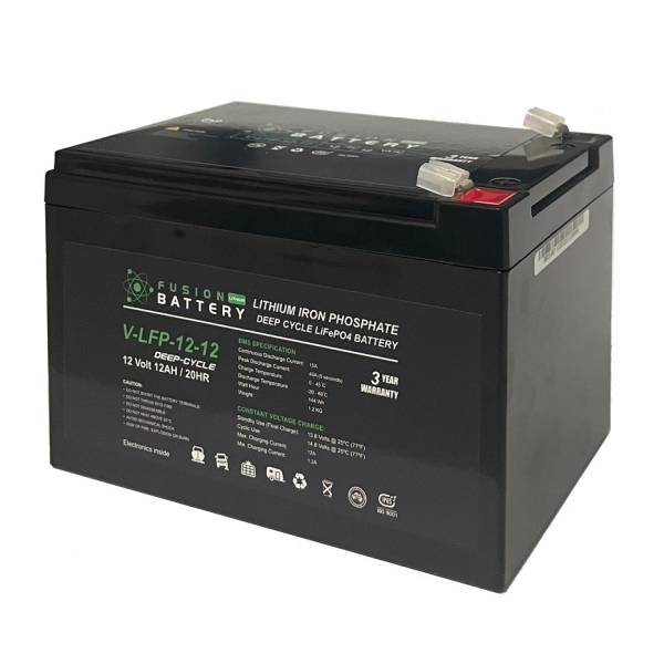 Fusion V-LFP-12-12 12V 12AH Lithium Deep-Cycle LiFePO4 Battery ...