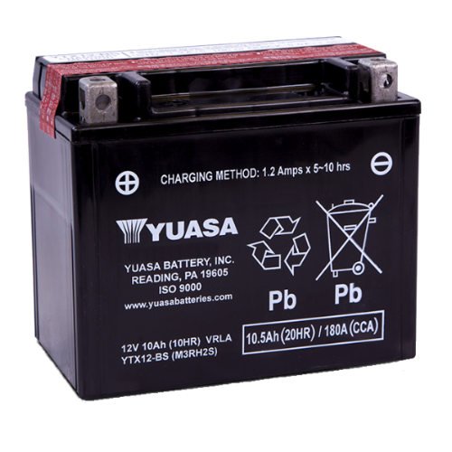 Yuasa YTX12-BS Maintence Free VRLA Motorcycle & Powersport Battery ...