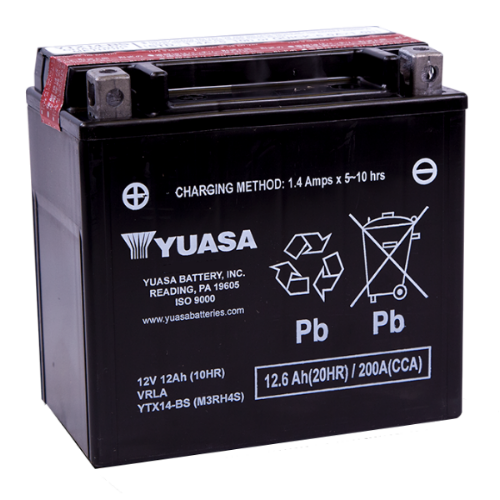 Yuasa YTX14-BS Maintence Free VRLA Motorcycle & Powersport Battery ...