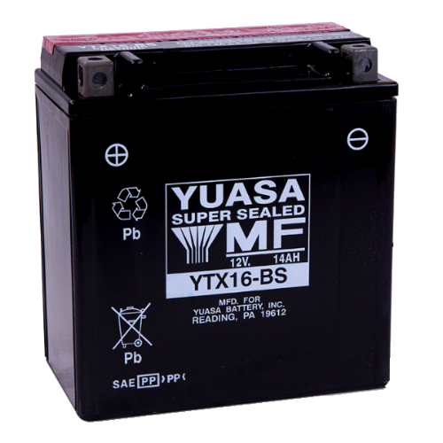 Yuasa YTX16-BS Maintence Free VRLA Motorcycle & Powersport Battery ...